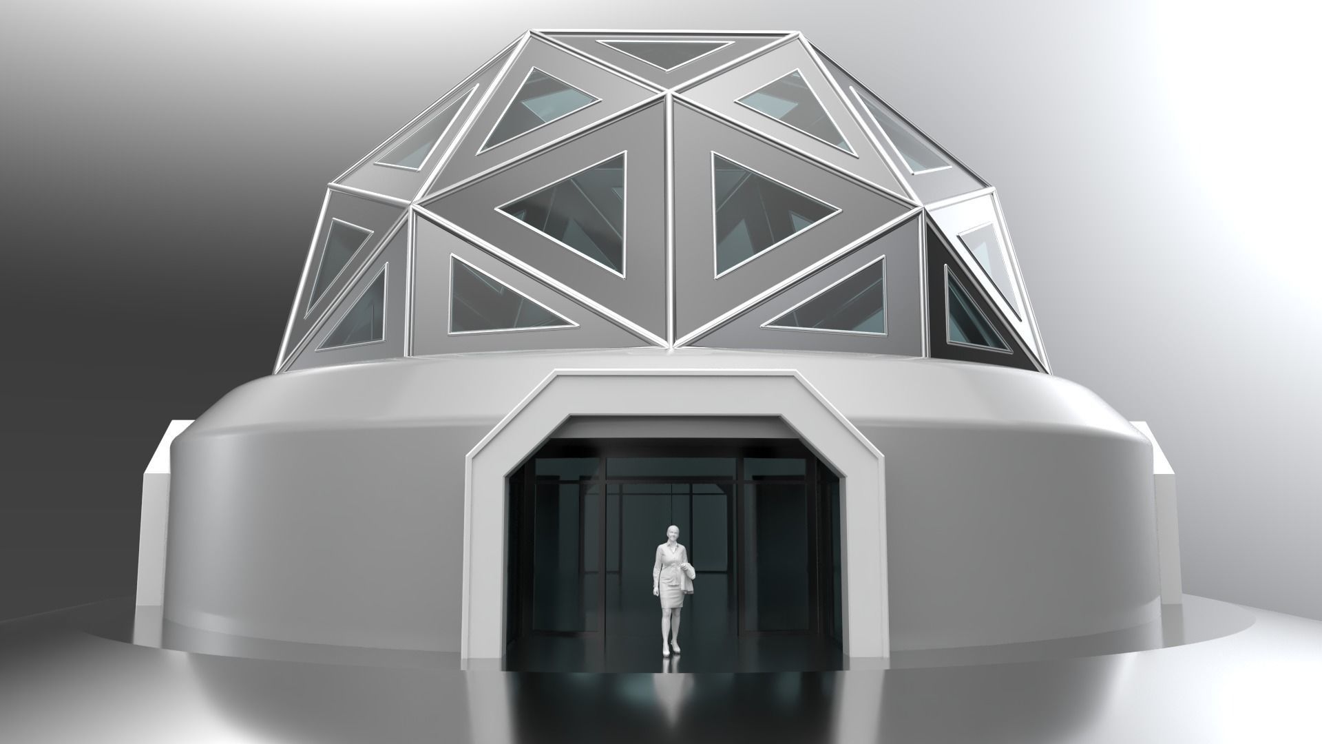 Geodesic Dome Structure Wireframe with Glass and Base Entry V2 3D model ...