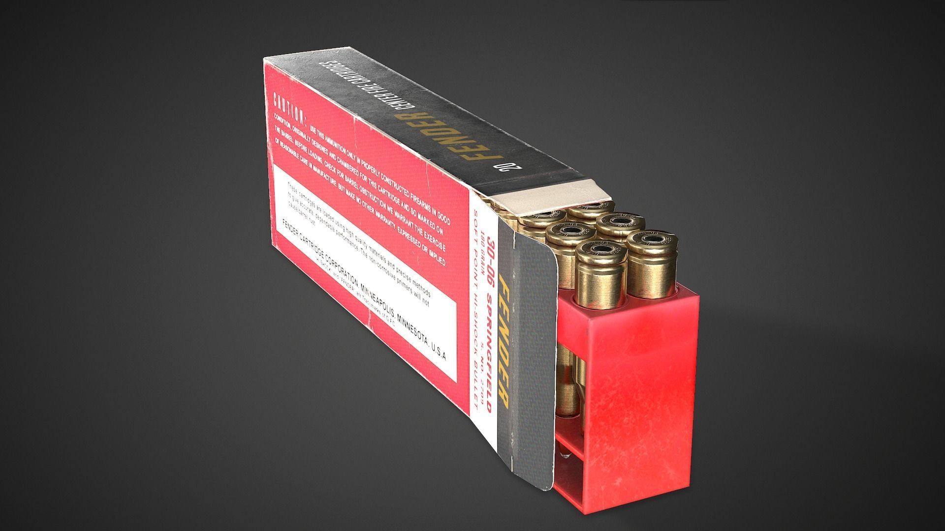 3D model Rifle cartridges ammunition pack - 3D VR AR game ready VR / AR ...
