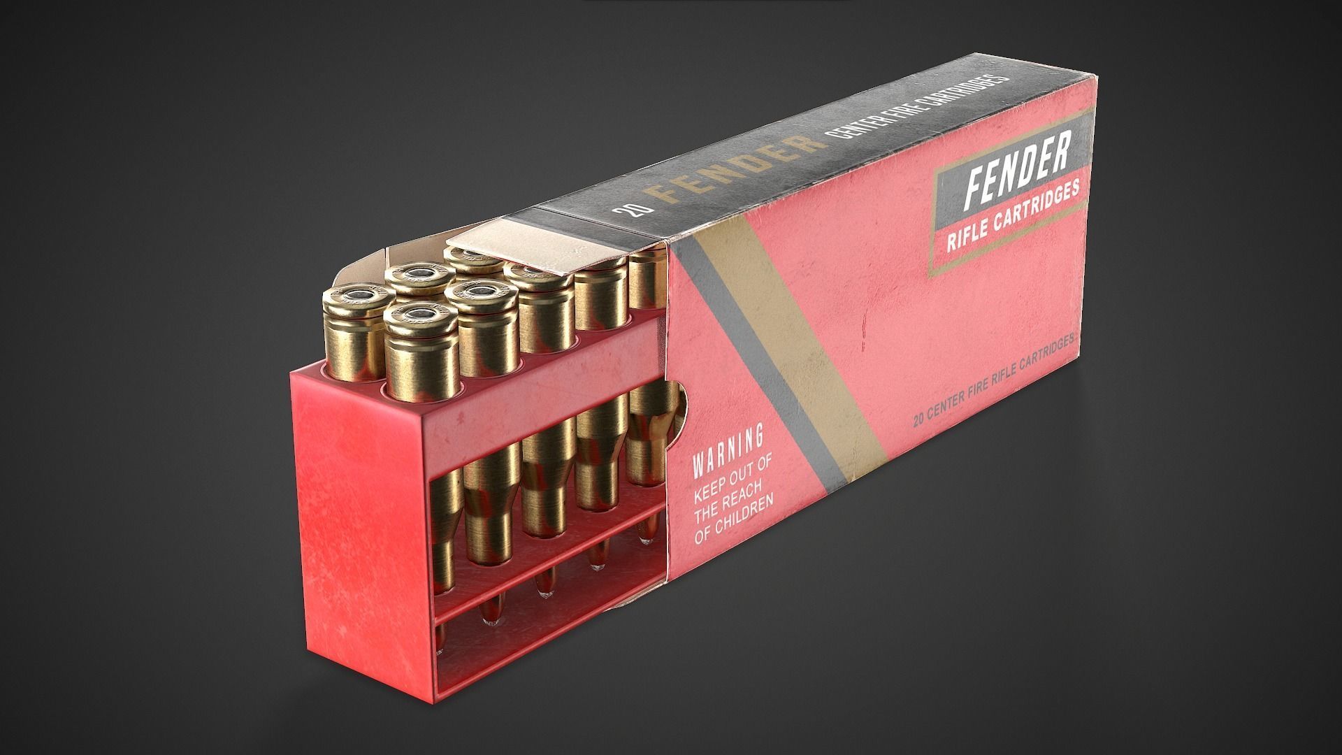 3D model Rifle cartridges ammunition pack - 3D VR AR game ready VR / AR ...