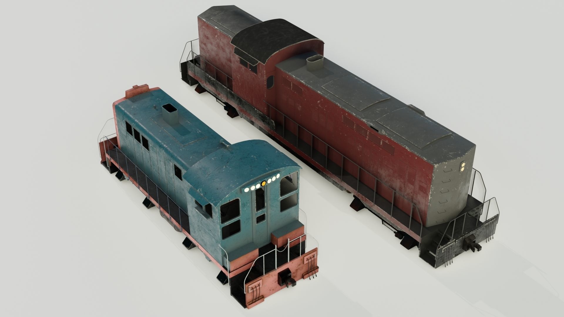 3D Model Collection Two diesel locomotive 3D models VR / AR / low-poly ...
