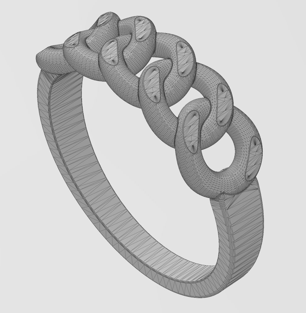 Cuban chain link motif ring 3D model 3D printable | CGTrader