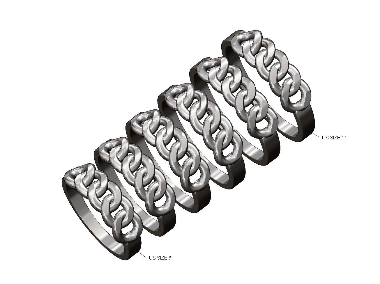 Cuban chain link motif ring 3D model 3D printable | CGTrader