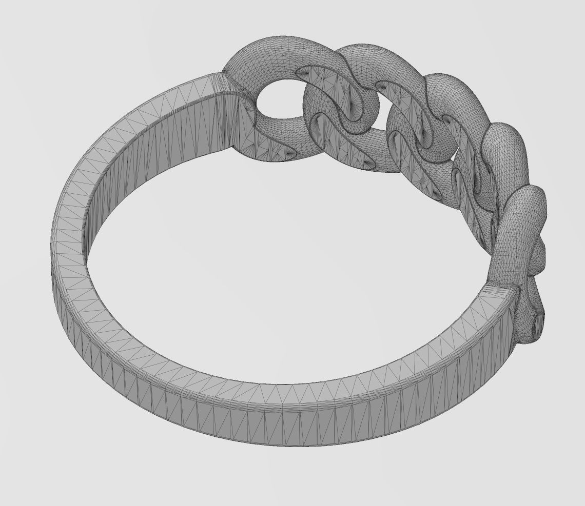 Cuban chain link motif ring 3D model 3D printable | CGTrader