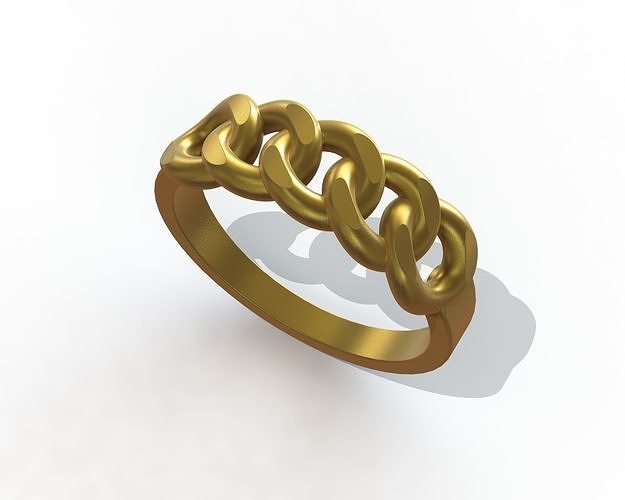 Cuban chain link motif ring 3D model 3D printable | CGTrader