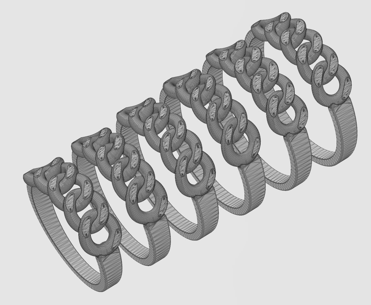 Cuban chain link motif ring 3D model 3D printable | CGTrader