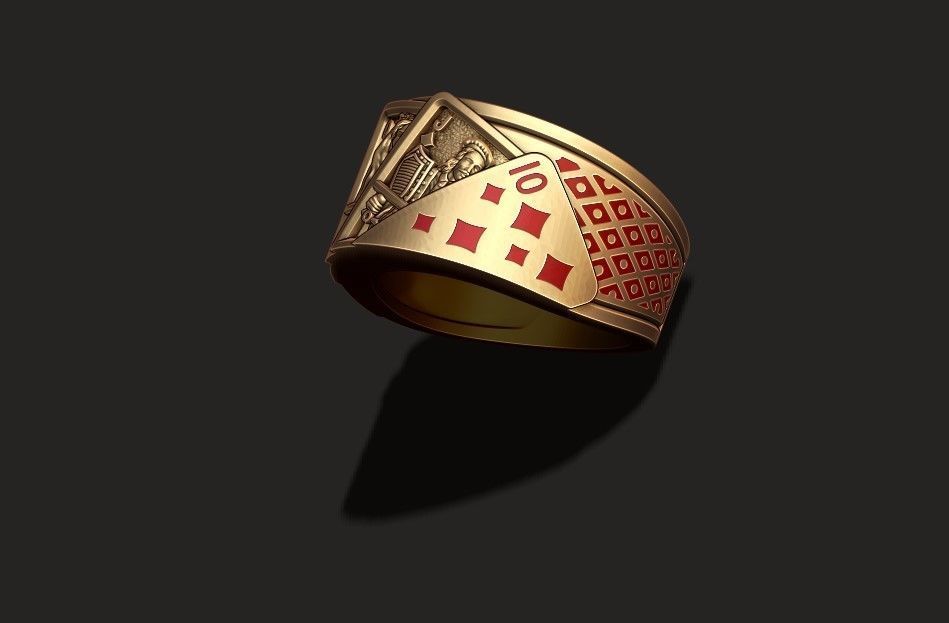 Pair of diamonds playing cards ring 3D model 3D printable | CGTrader