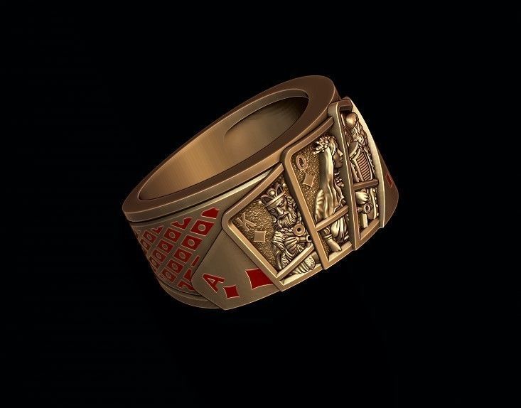 Pair of diamonds playing cards ring 3D model 3D printable | CGTrader