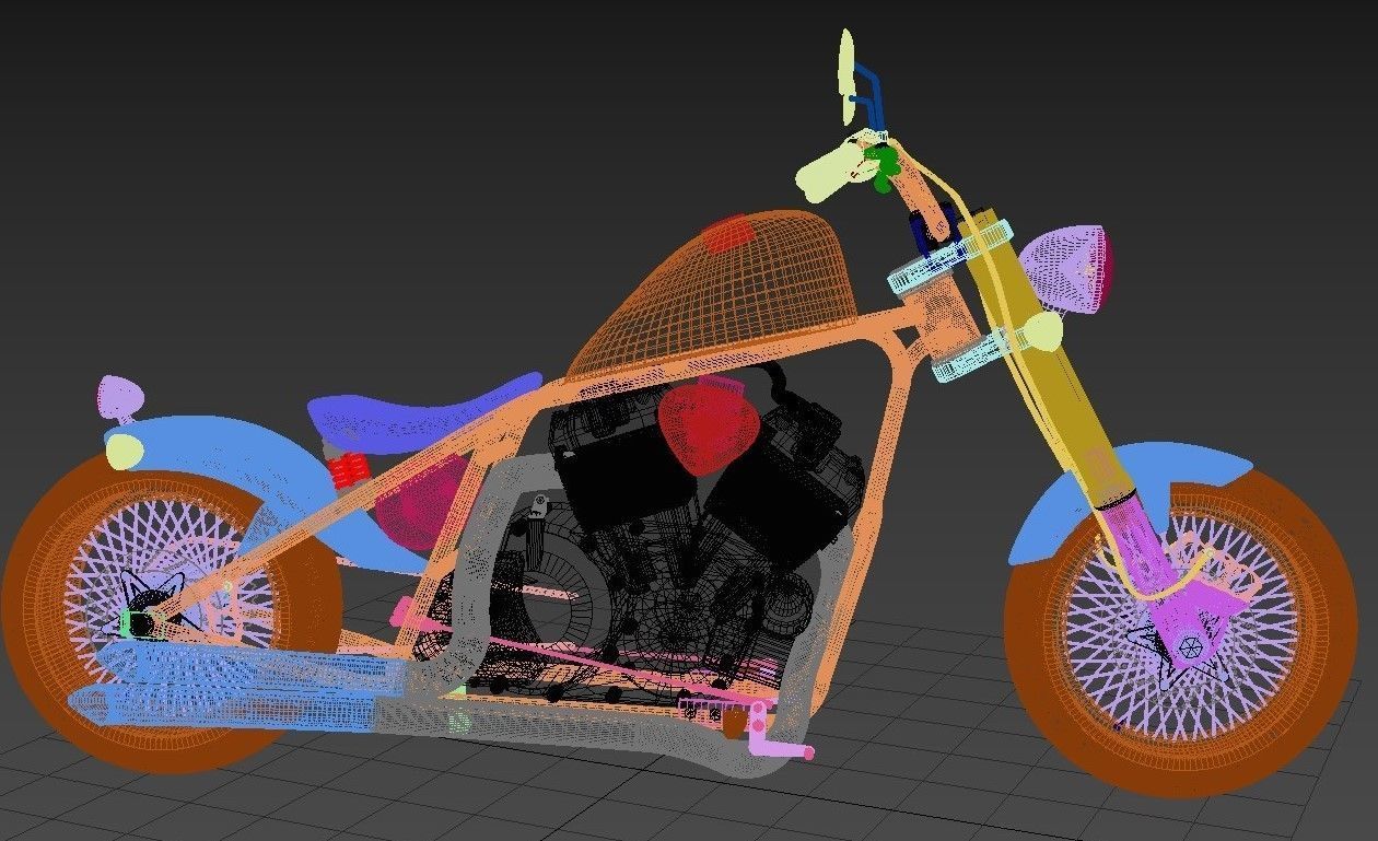 moto custom mid poly 3D model | CGTrader
