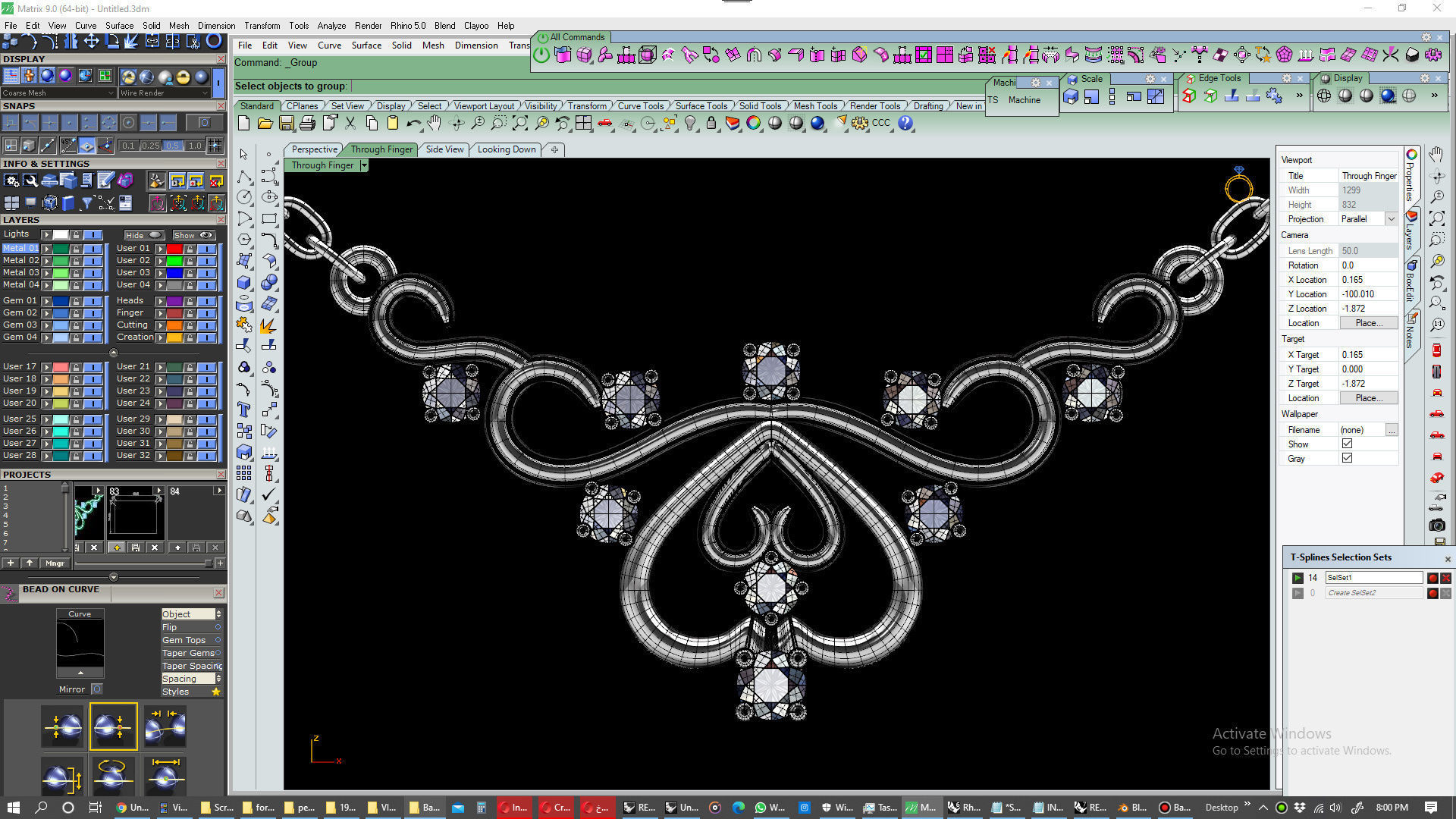 Crown Pendant Necklace Patterns Diamonds 3D CAD Design-O1A003 3D model ...
