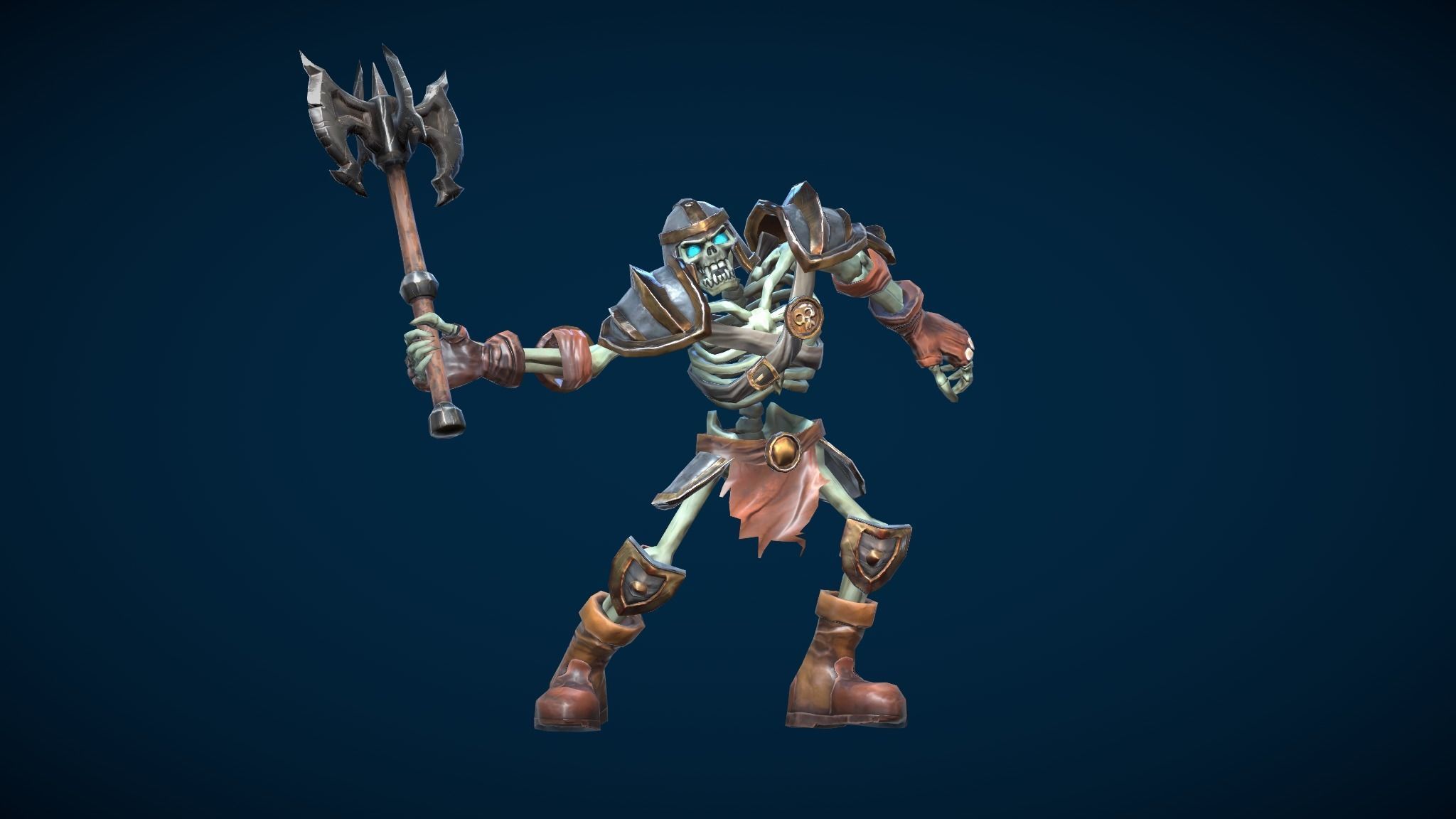 3D model Skeleton Warrior With Two-Handed Axe VR / AR / low-poly rigged ...