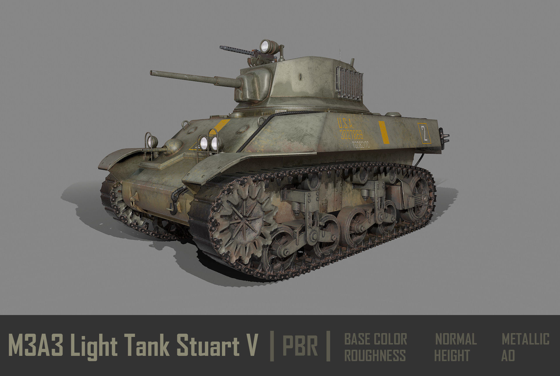 3D model M3A3 Light Tank Stuart V PBR VR / AR / low-poly | CGTrader