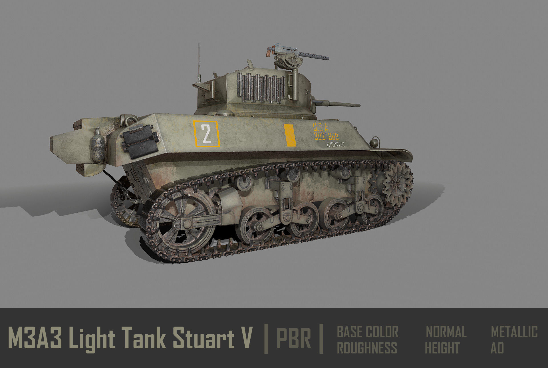 3D model M3A3 Light Tank Stuart V PBR VR / AR / low-poly | CGTrader