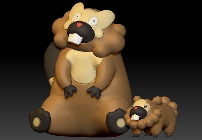 Pokemon Bidoof and Bibarel 3D model 3D printable | CGTrader
