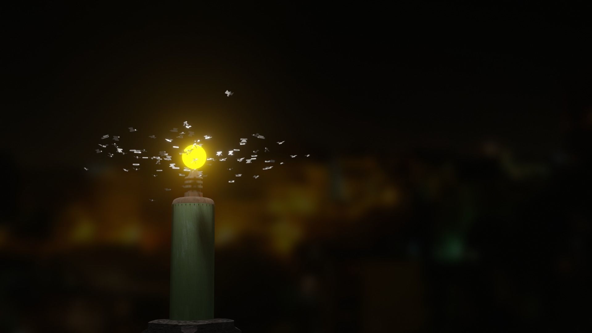 Rust Street Lamp with Moths 3D model animated | CGTrader