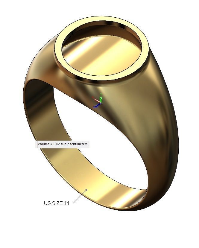 Hollow 12mm round top signet ring blanks 3D model 3D printable | CGTrader