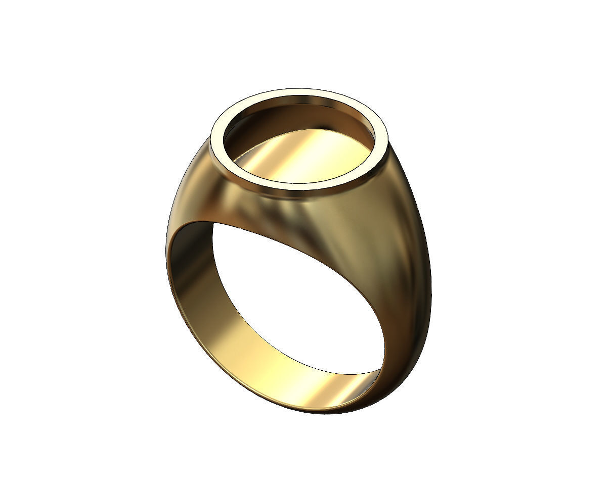 Hollow 12mm round top signet ring blanks 3D model 3D printable | CGTrader