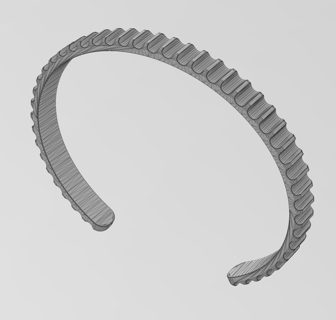 Simple fluted cuff bracelet 3D model 3D printable | CGTrader