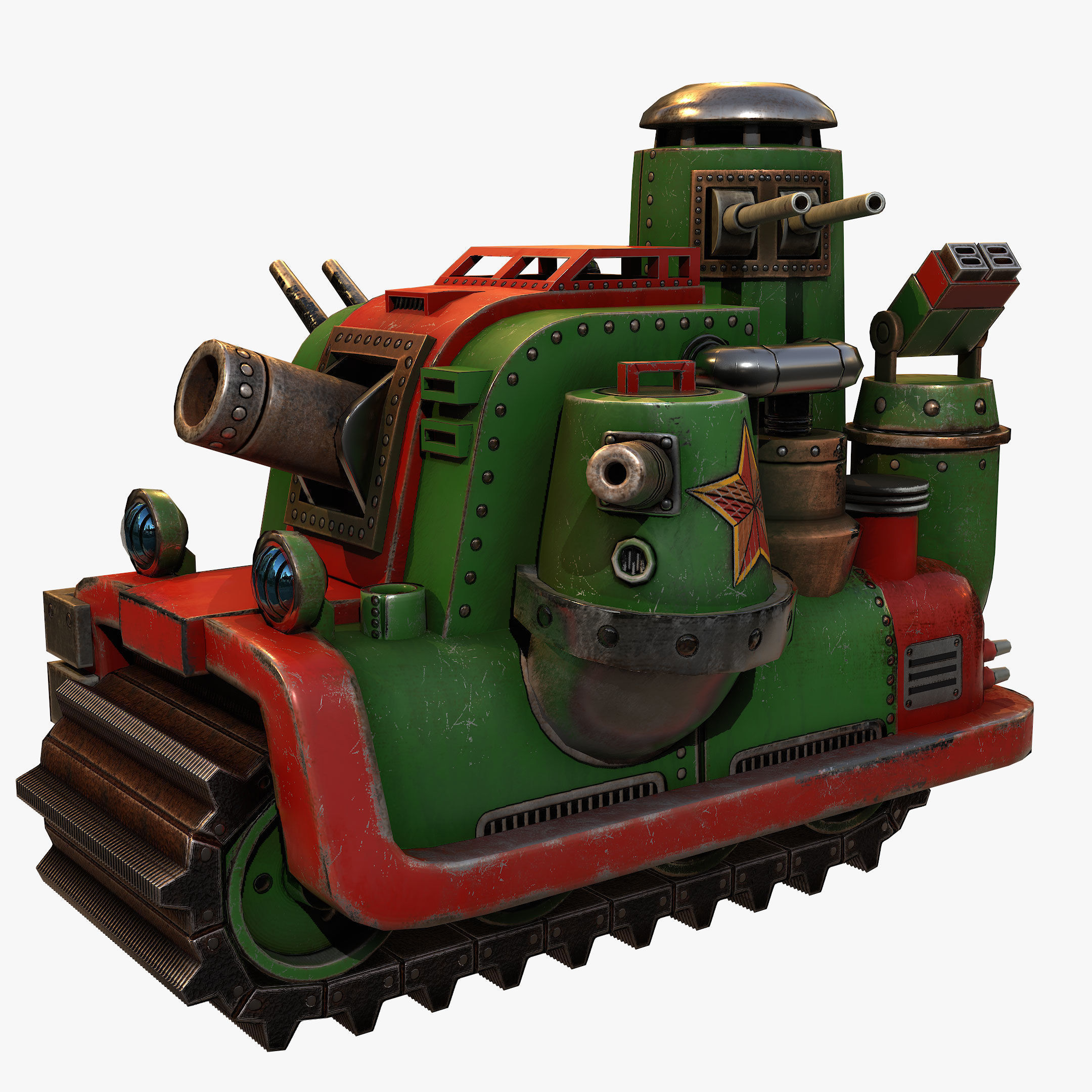 3D model Avant-garde Steampunk Tank - Red Mechanic VR / AR / low-poly ...
