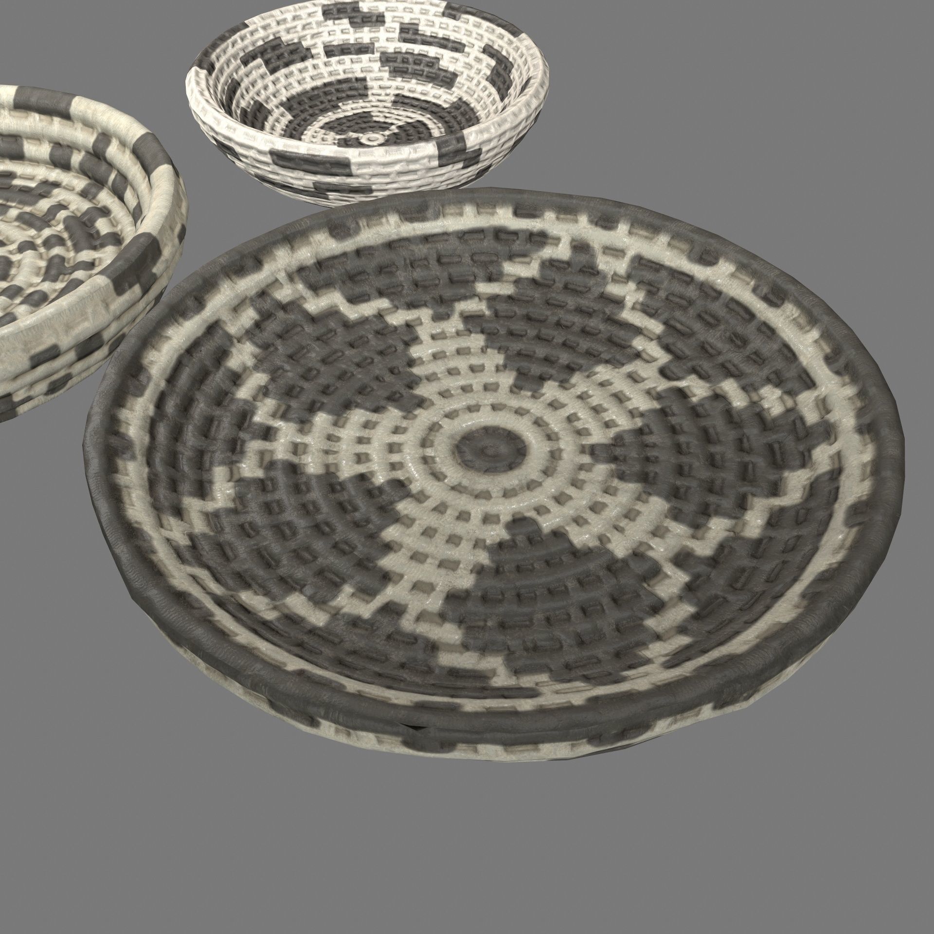Set of circular woven baskets free VR / AR / low-poly 3D model | CGTrader