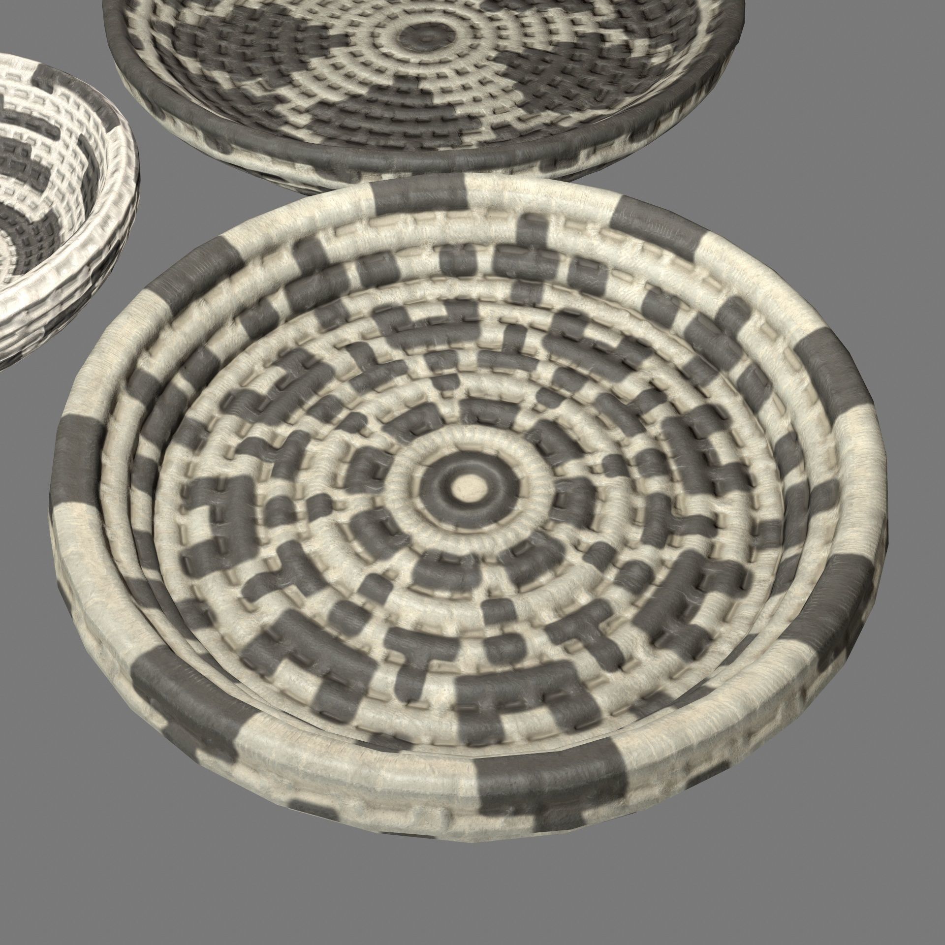 Set of circular woven baskets free VR / AR / low-poly 3D model | CGTrader