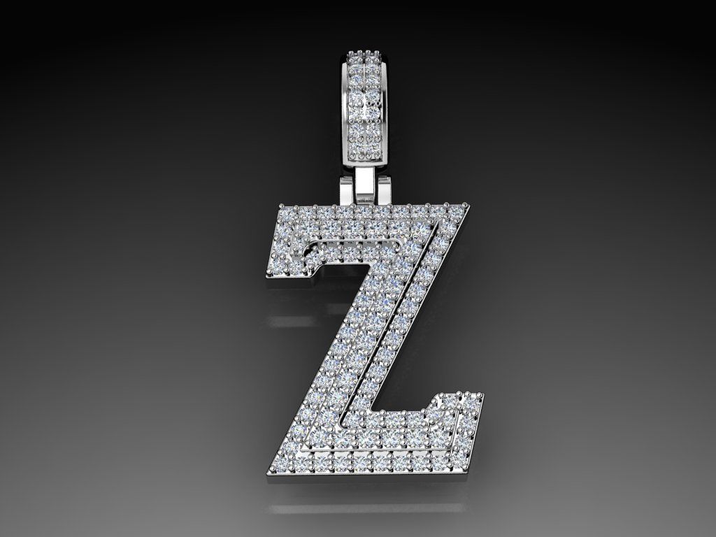 Diamond Alphabet Pendant Letter Z 3D model 3D printable | CGTrader