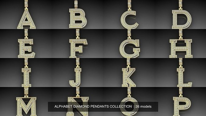 ALPHABET DIAMOND PENDANTS COLLECTION | CGTrader