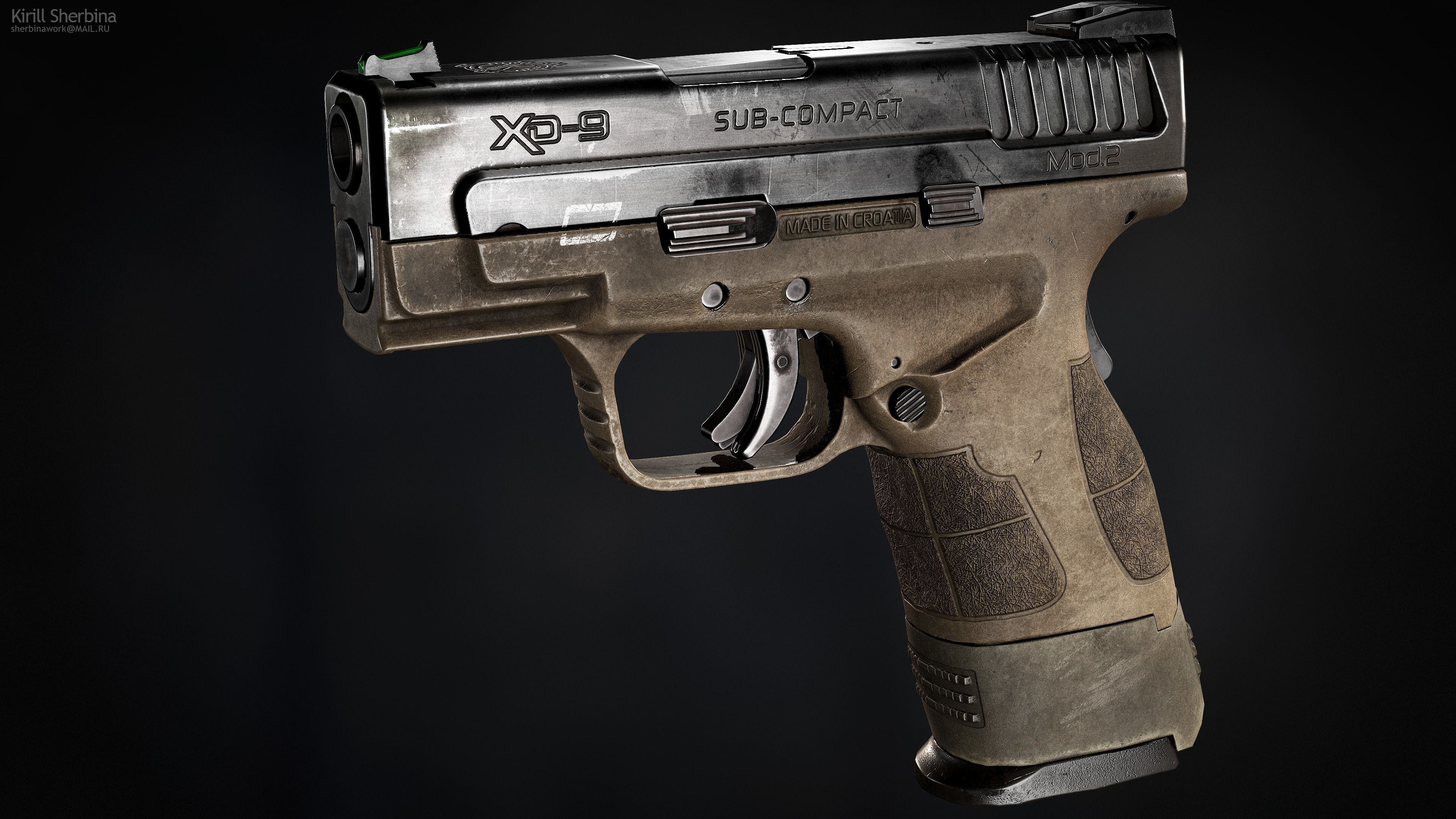 3D model XD Mod2 - FPS Subcompact Pistol Low-poly 3D model VR / AR ...