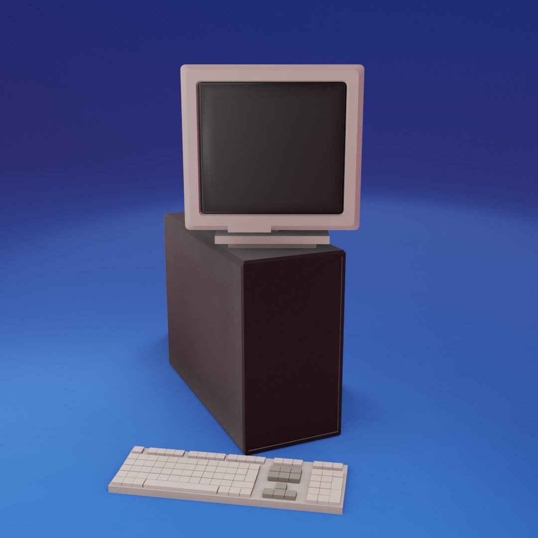 3D model Low poly Office-Pack 3D model computer monitor and keyboard VR ...