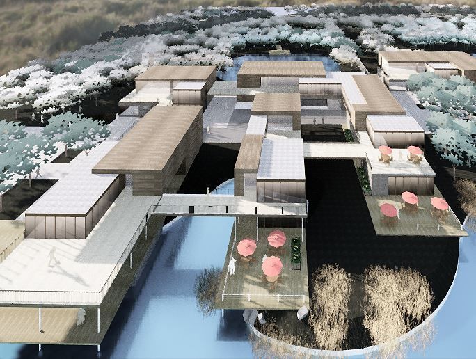 Waterfront Commercial Complex 3D model | CGTrader