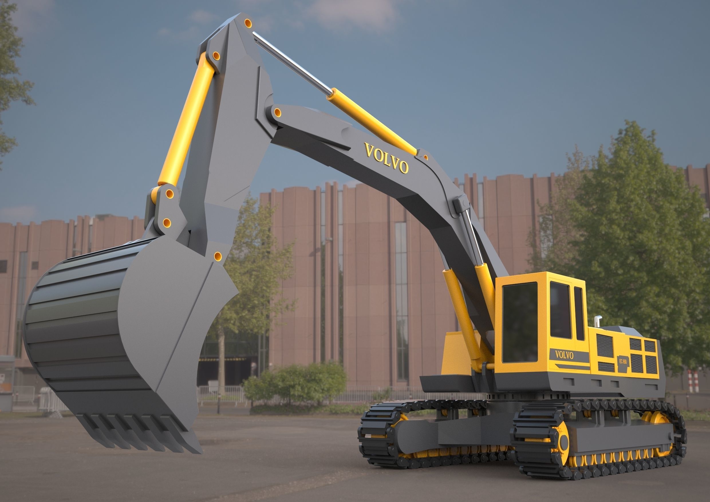 volvo excavator backhoe 3d model 3D model | CGTrader