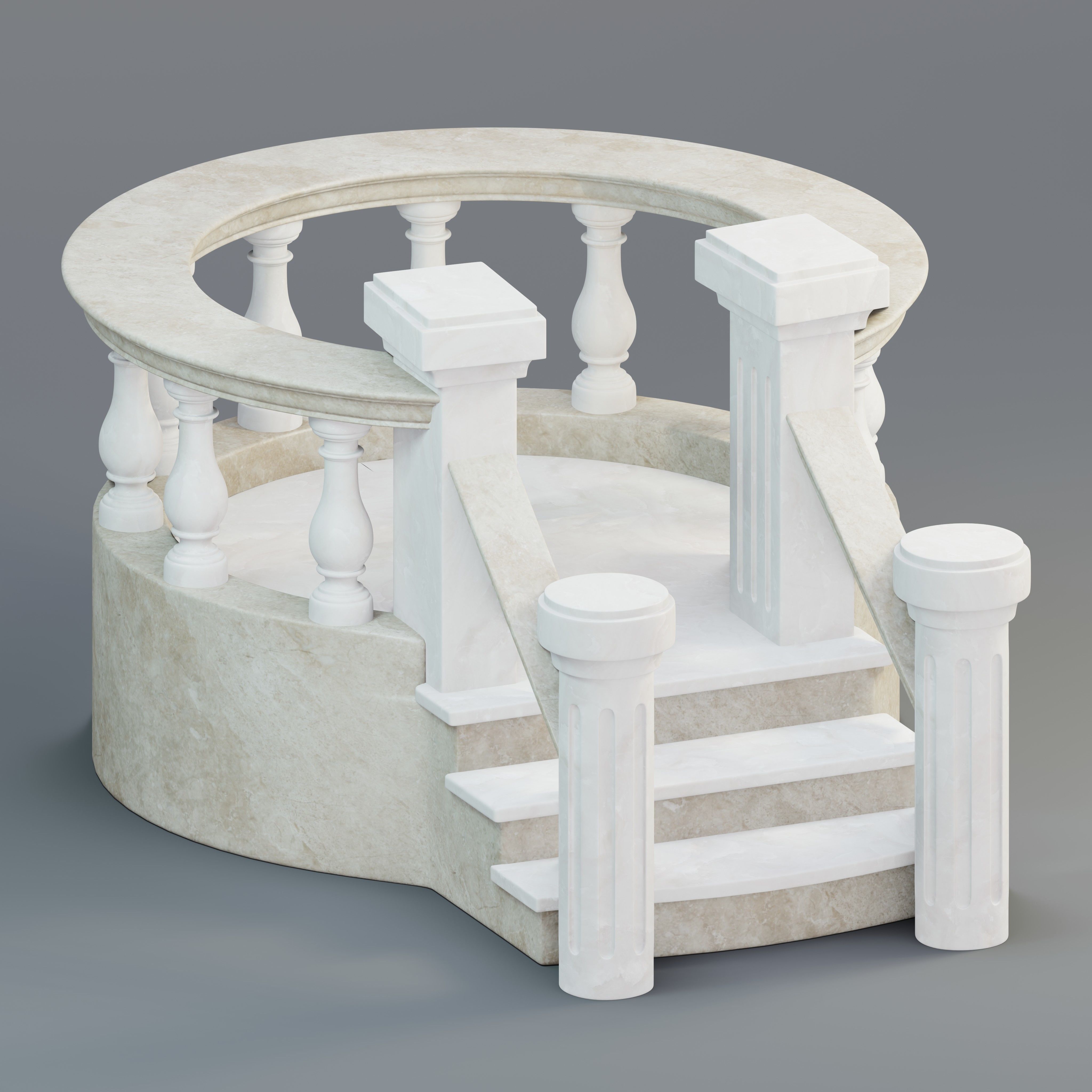Stone balcony railing 3D model | CGTrader