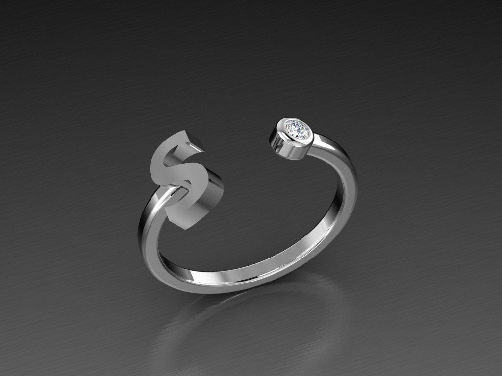 Solid Alphabet Jewelry Rings Letter S 3D model 3D printable | CGTrader