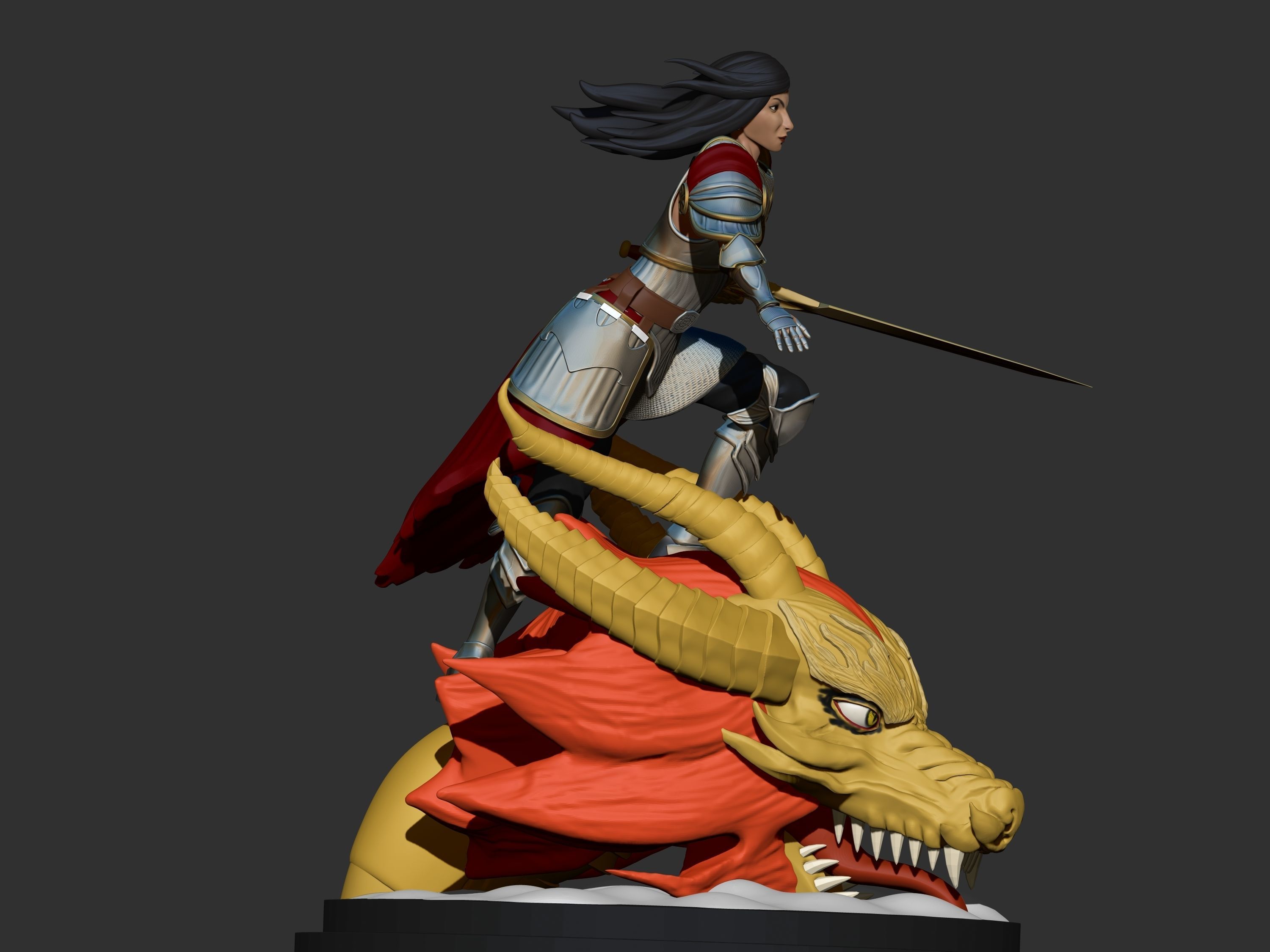 Paladin - Stl statue of woman 3D model 3D printable | CGTrader