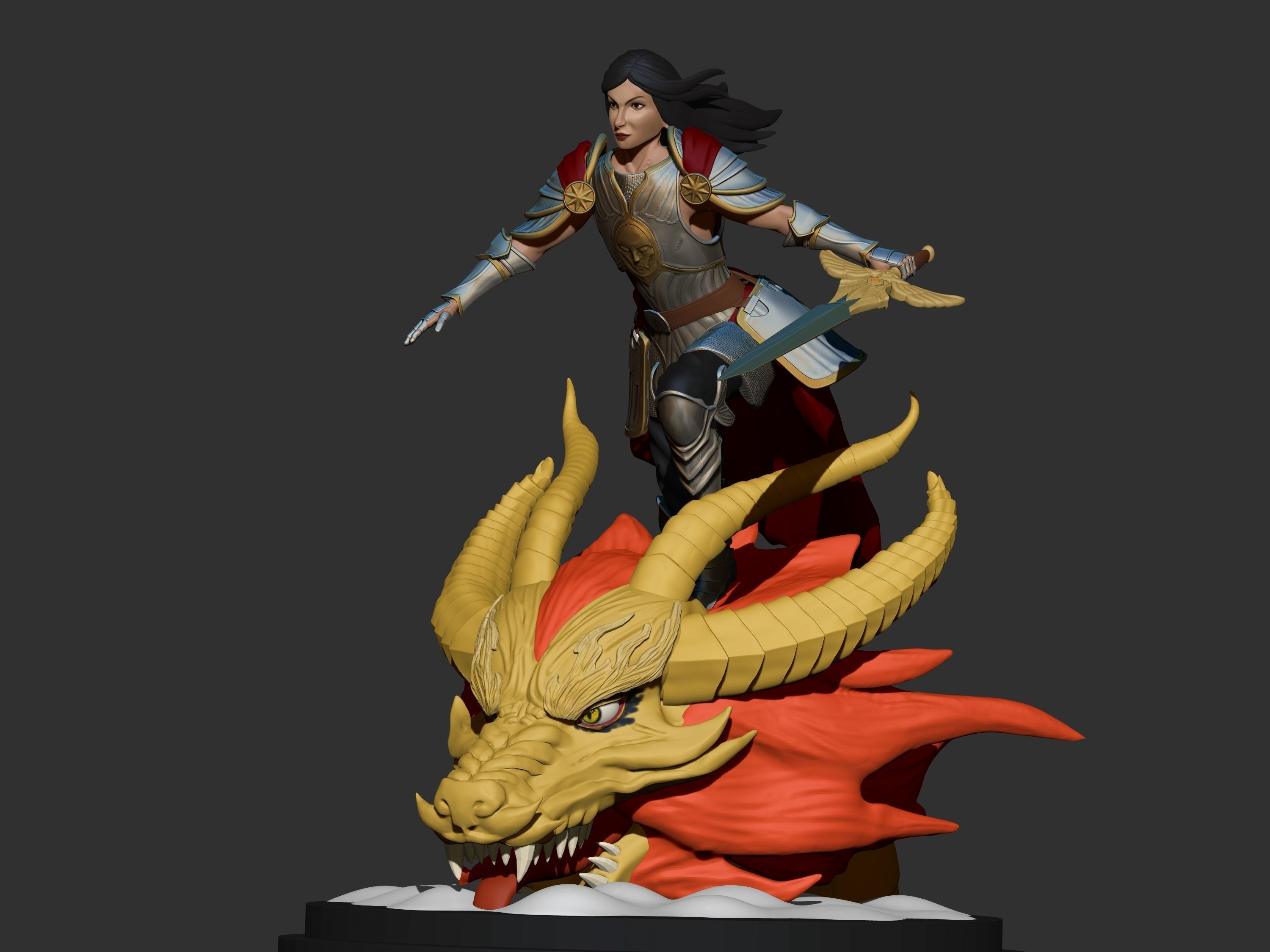 Paladin - Stl statue of woman 3D model 3D printable | CGTrader