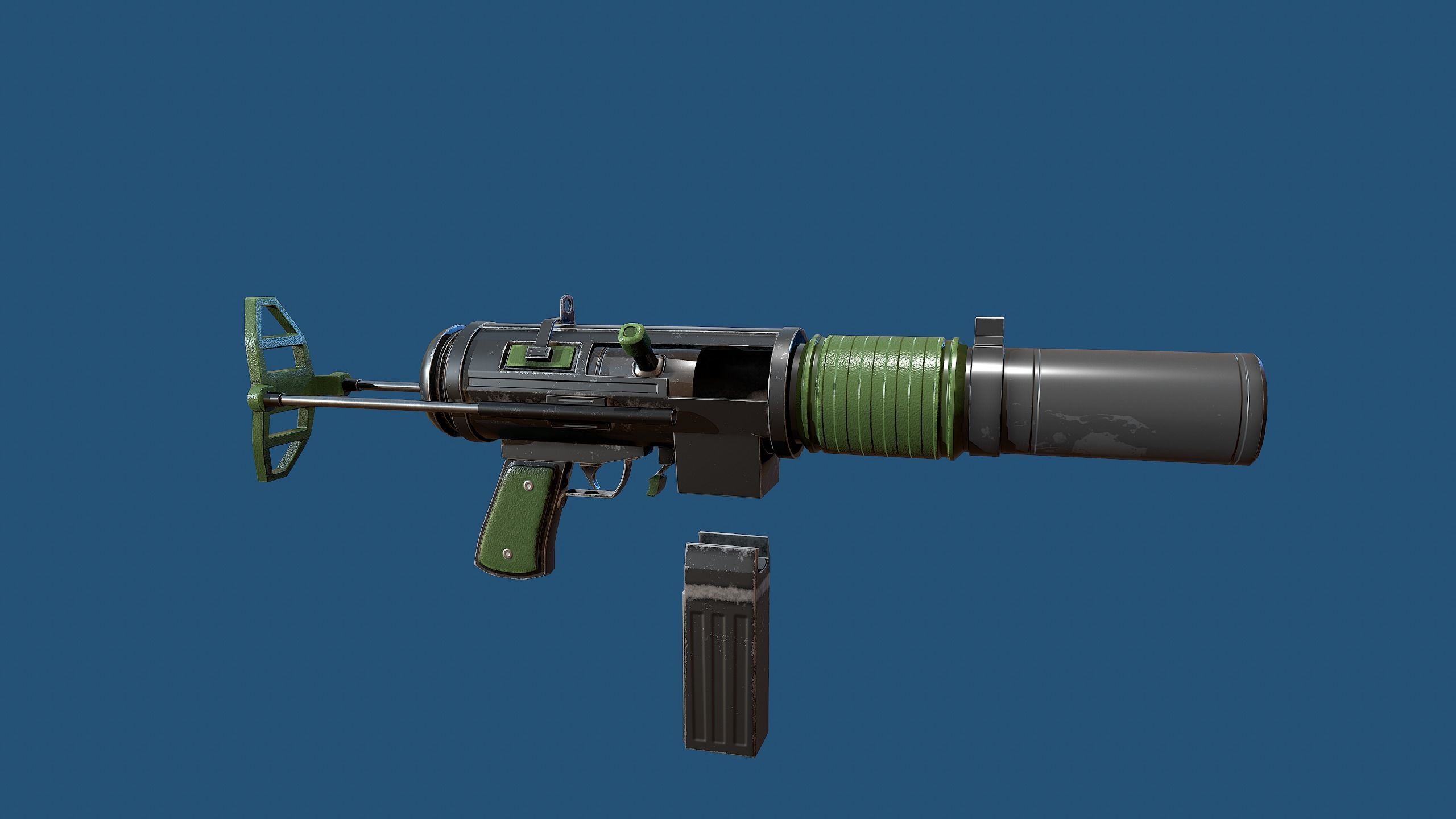 3D model Stylized Silenced Submachine Gun VR / AR / low-poly | CGTrader