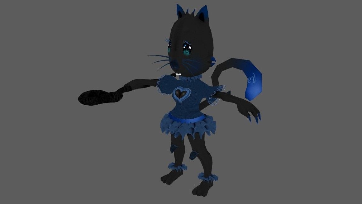3D model Character design is based on Thai black cat ghost VR / AR ...