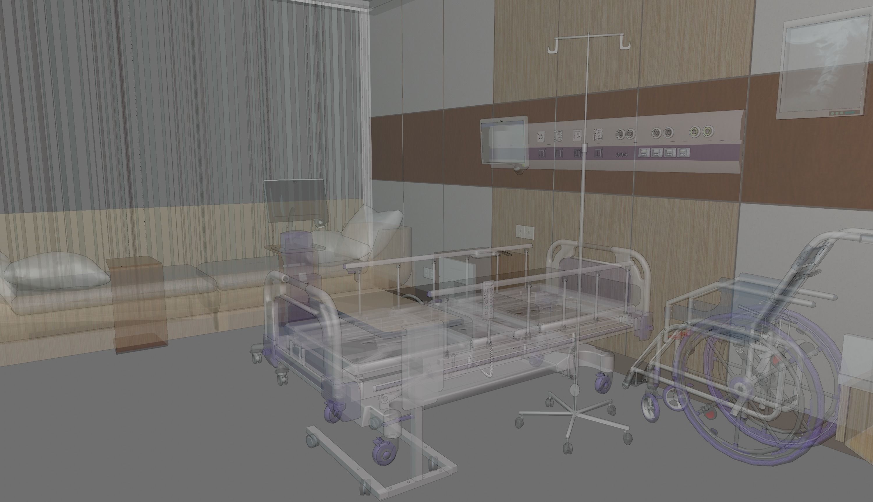MEDICAL SPACES-HOSPITAL ROOM 3D model | CGTrader