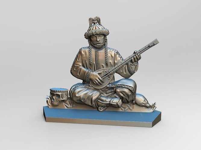 Polovtsian musician with cha skull 3D model 3D printable | CGTrader