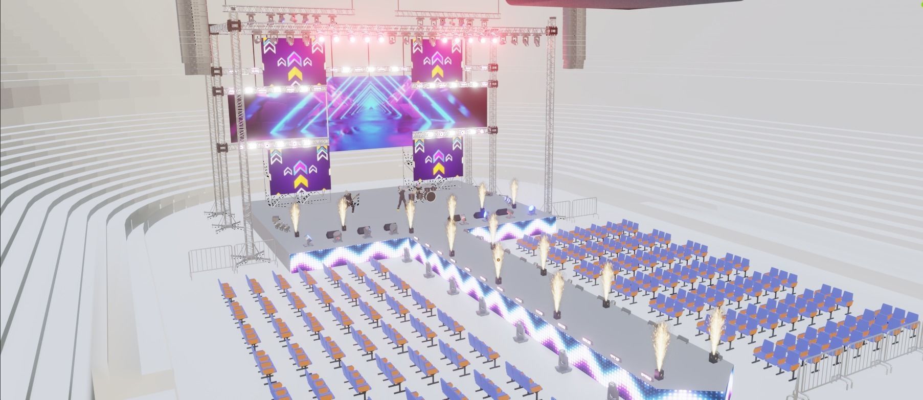 Arena concert animated stage scene EEVEE render 3D model animated ...