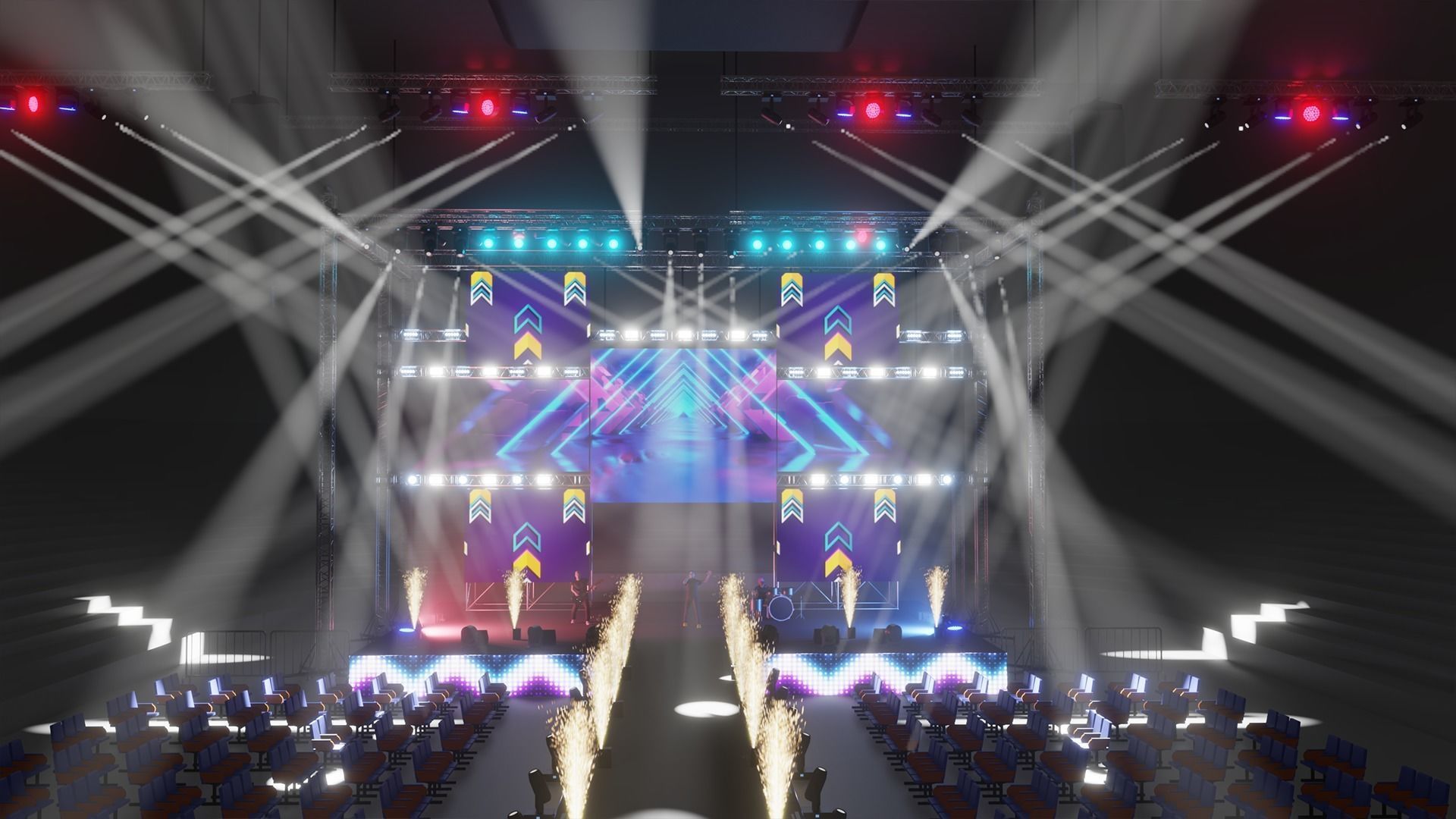 Arena concert animated stage scene EEVEE render 3D model animated ...