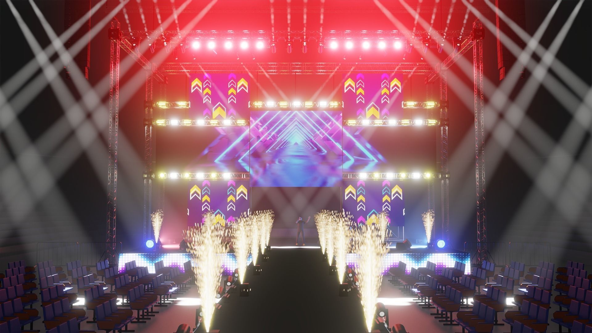 Arena concert animated stage scene EEVEE render 3D model animated ...