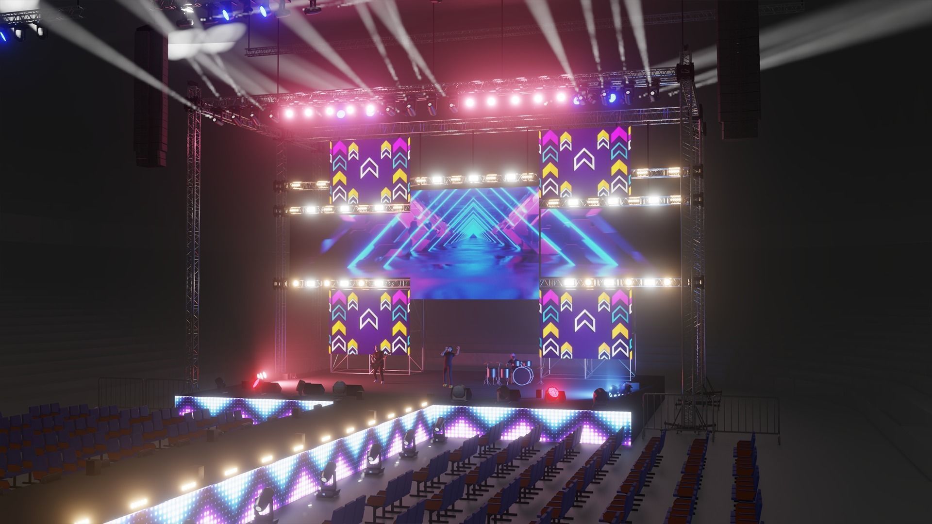 Arena concert animated stage scene EEVEE render 3D model animated ...