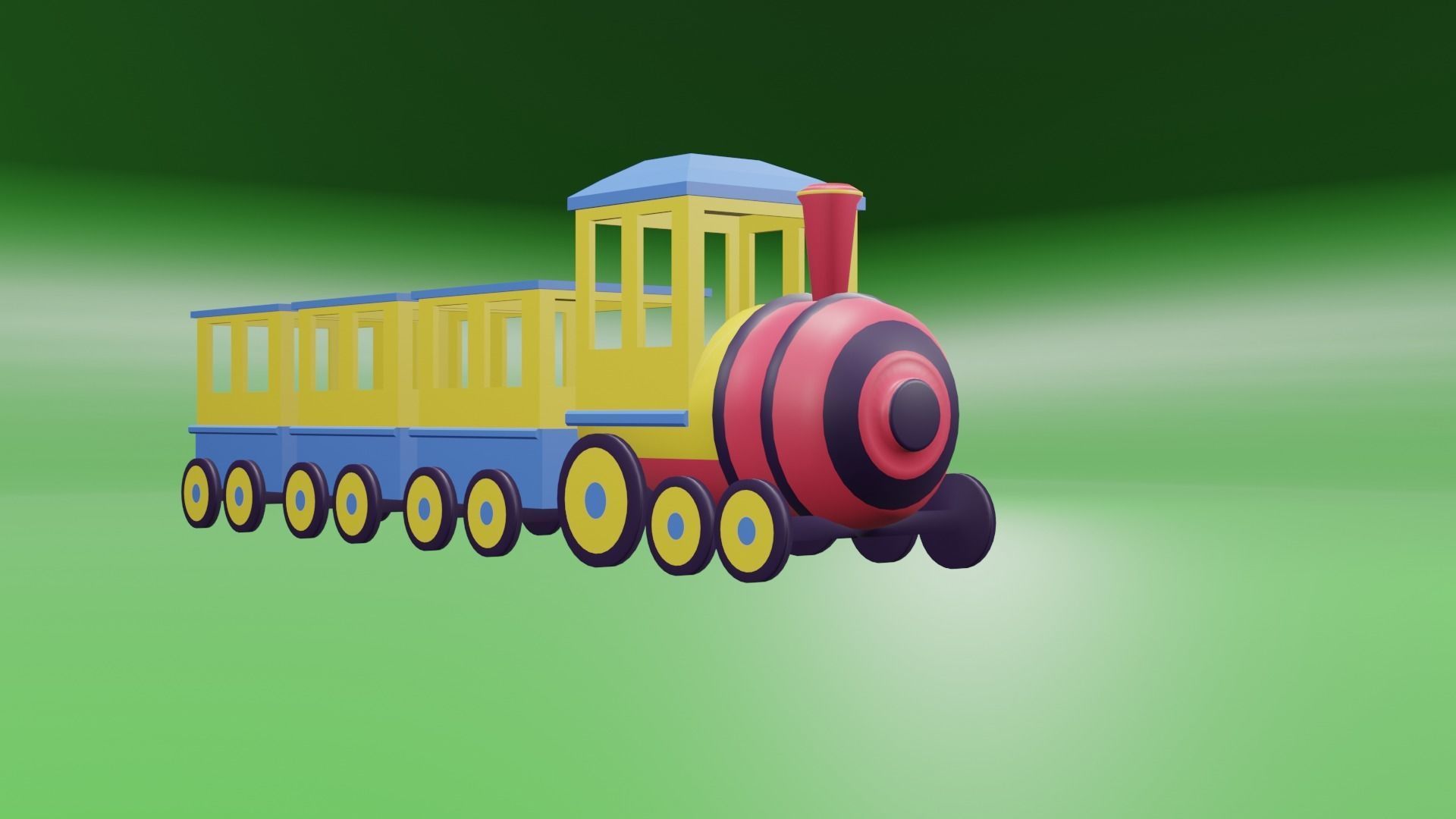 Train cartoon green yellow red blue kids 3D model | CGTrader