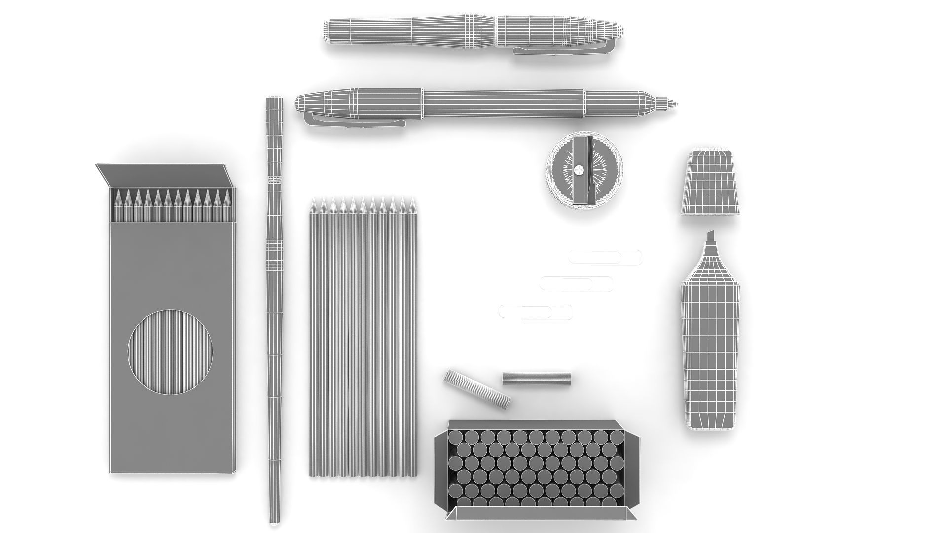Stationary Collection office supplies 3D model | CGTrader