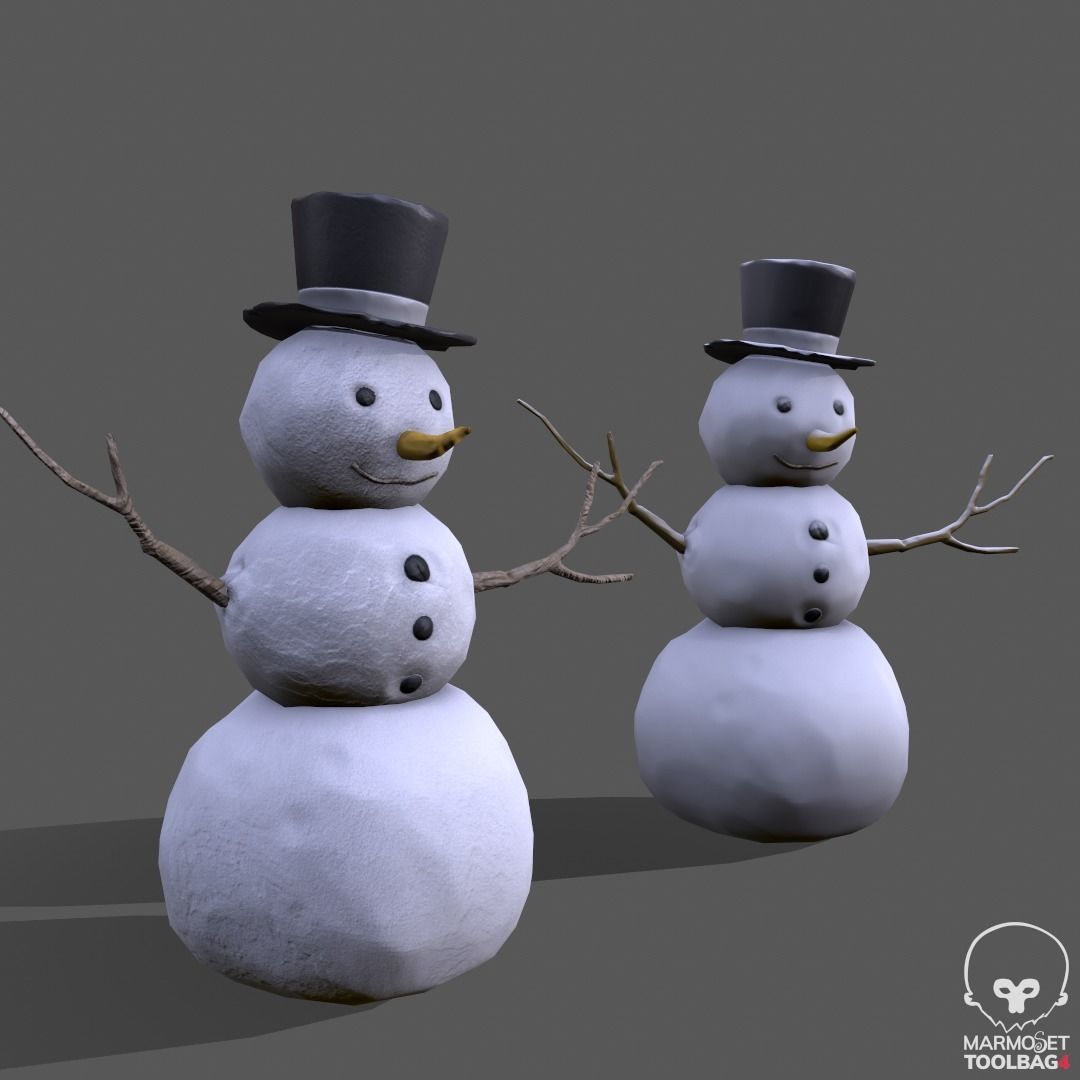 3D model low poly snowman with hat VR / AR / low-poly | CGTrader