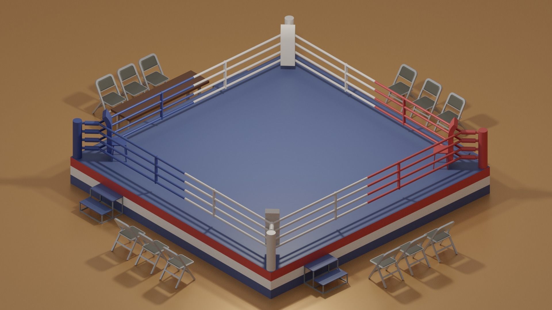Low Poly Cartoon Boxing Ring 3D model | CGTrader