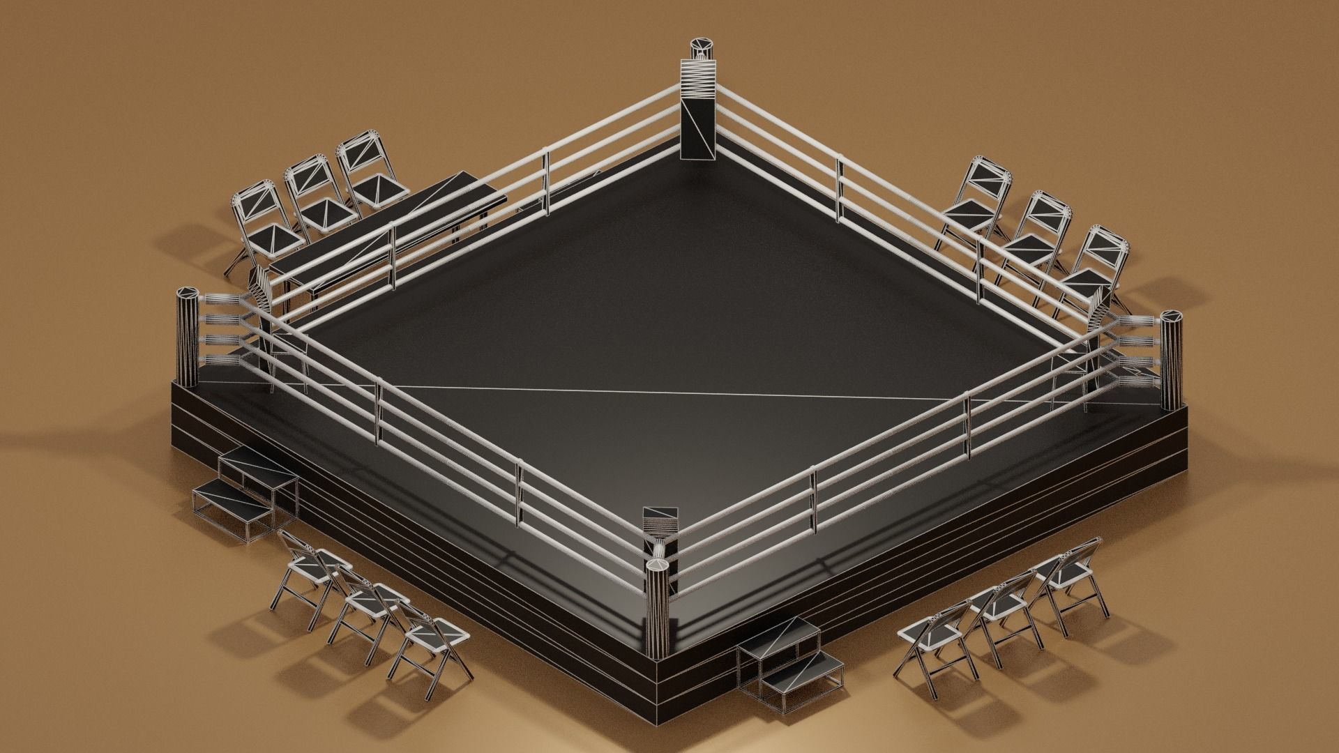 Low Poly Cartoon Boxing Ring 3D model | CGTrader