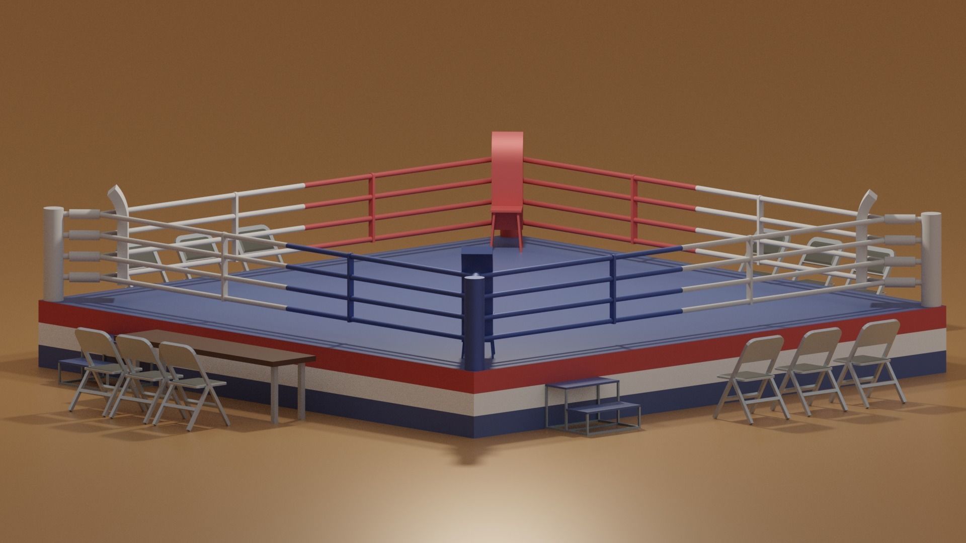 Low Poly Cartoon Boxing Ring 3D model | CGTrader