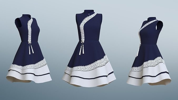 Blue Dress 3D model | CGTrader