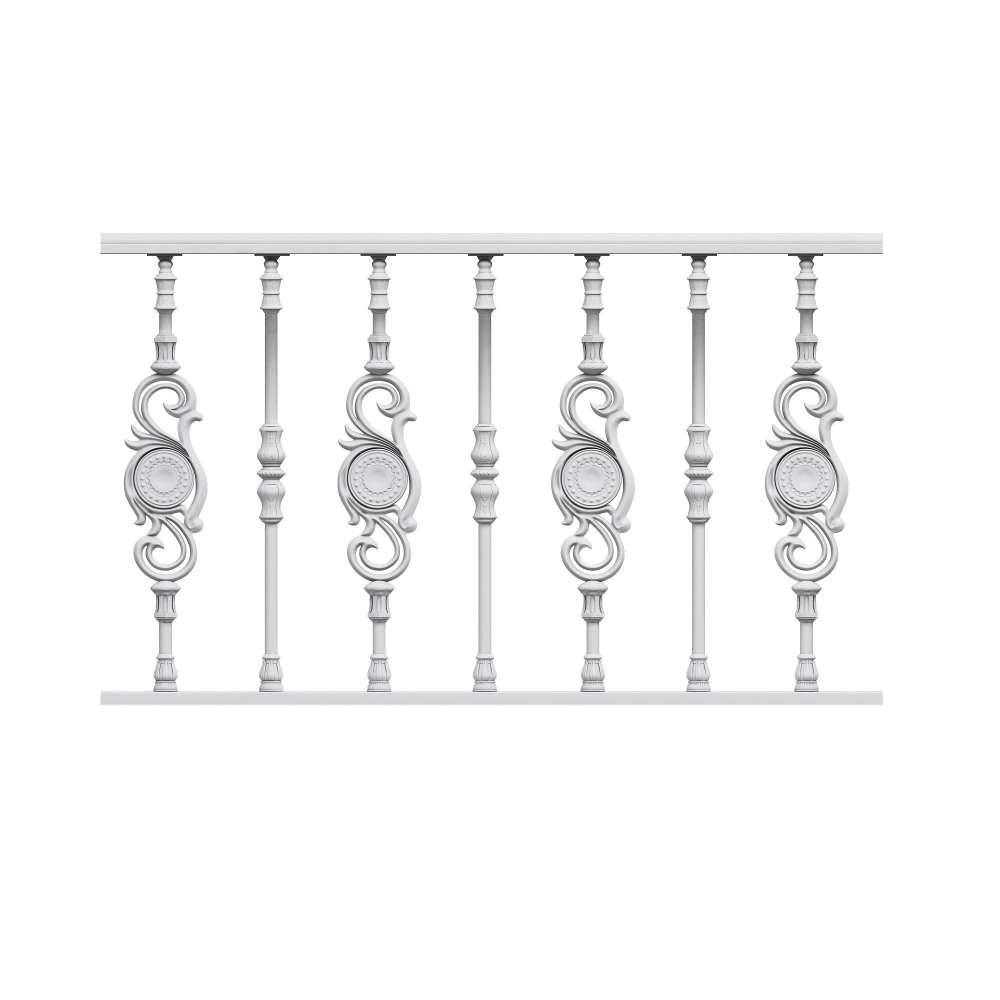 Classic stair railings B001 3D model | CGTrader